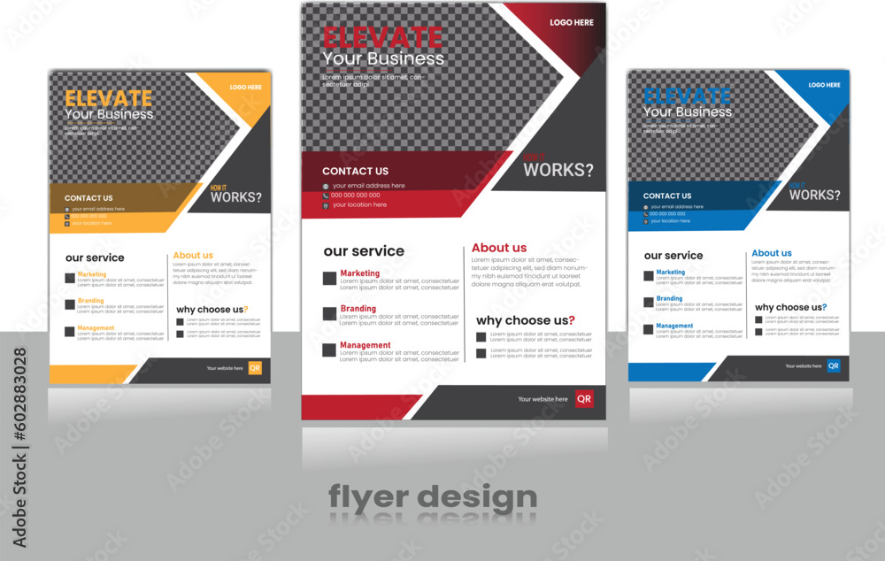Vetor de Corporate flyer template, Multi color A4 size business ...