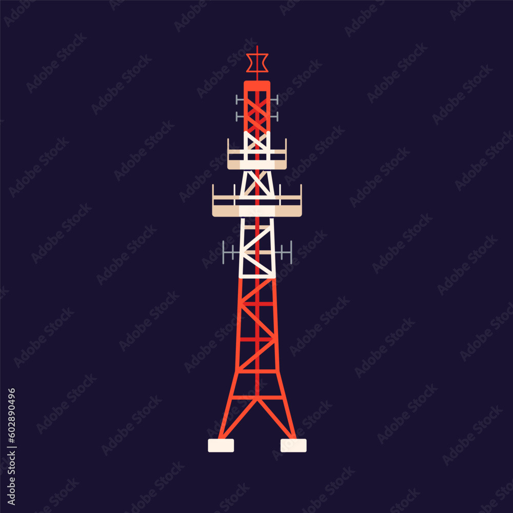 Transmission, telecommunication tower with antenna for electromagnetic ...