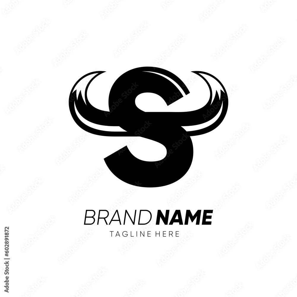 Letter S Bull Horn Logo Design Vector Icon Graphic Illustration ...
