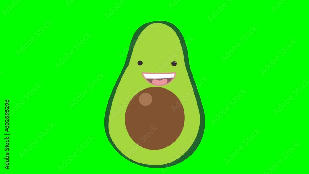 Cartoon talking avocado loop with alpha channel. Vegetable animation on ...
