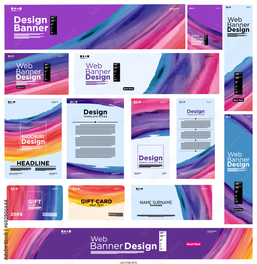 web banners design vector set, cover header background for website ...