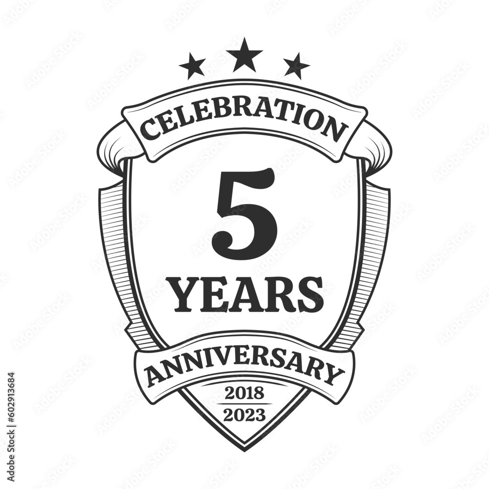 5 year anniversary icon or logo. 5th yubilee celebration, business ...