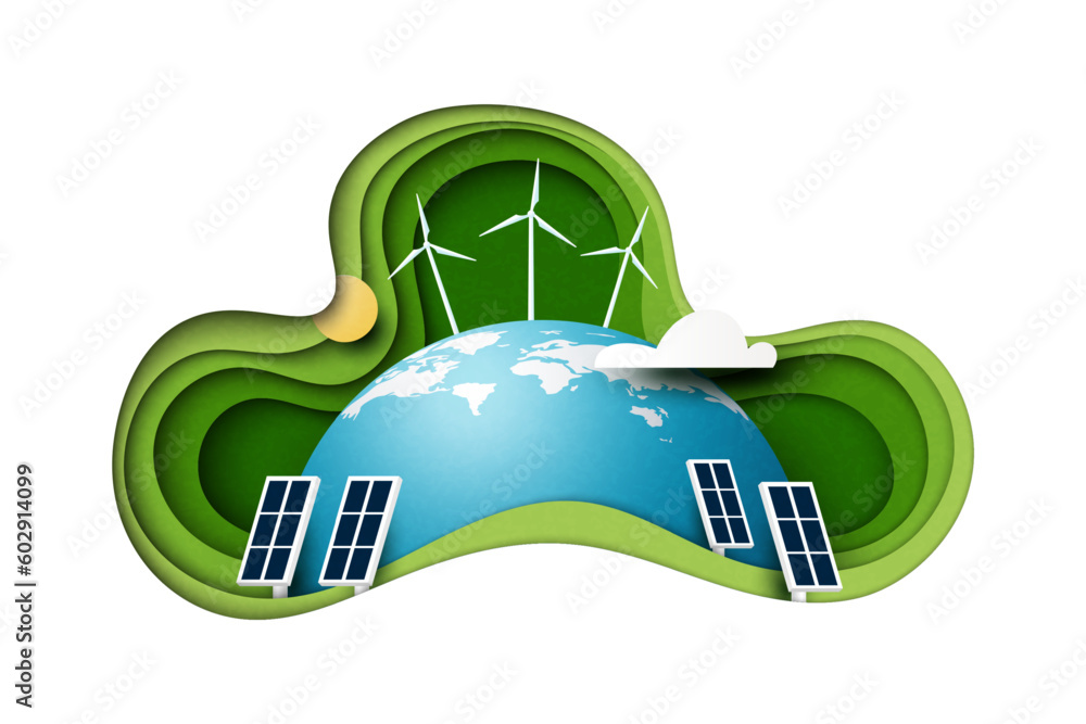 Paper art of Sustainability in green energy, alternative energy and ...