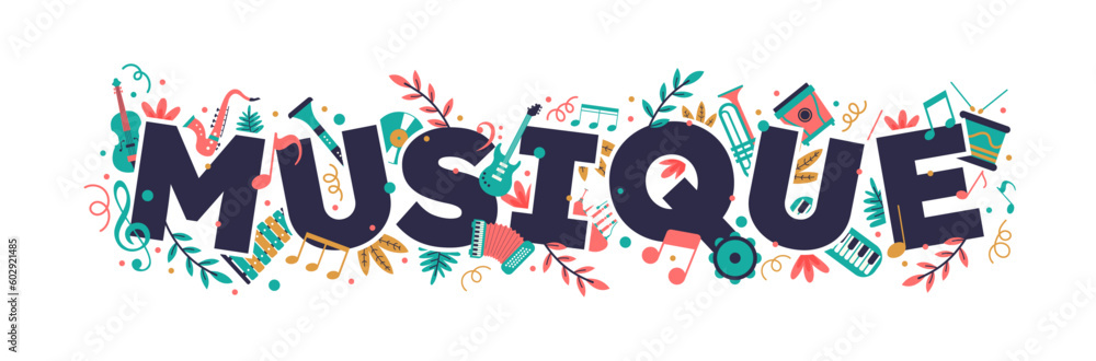 Vetor de Musique - Bannière - Titre et illustrations vectoriels colorés ...