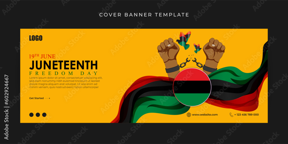 Vector illustration of Happy Juneteenth 19 June Facebook cover banner ...