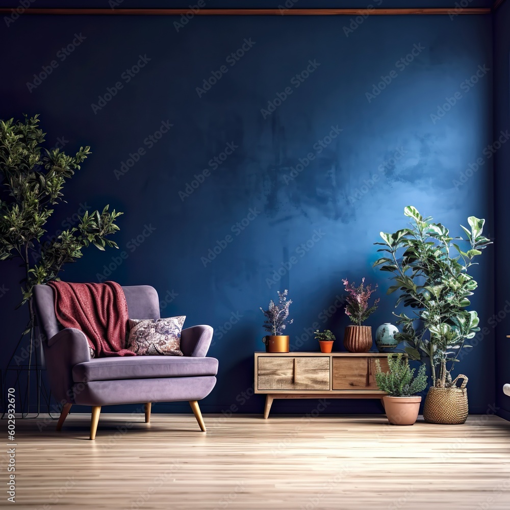 Living room home interior beckground, wall mock up. Ai generated Stock ...