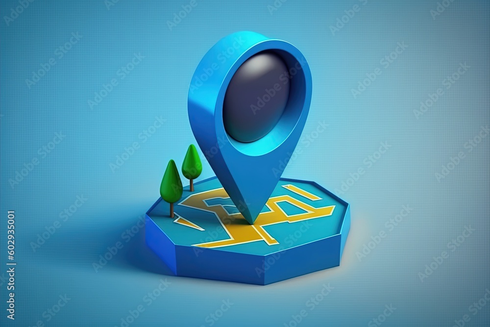 Blue location symbol pin icon sign or navigation locator map travel gps ...