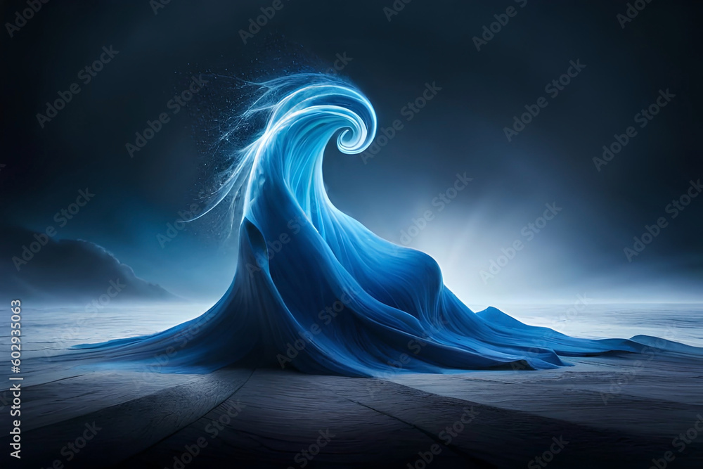 Shiny smoke. Glitter fluid. Ink water. Magic mist. Blue color particles ...