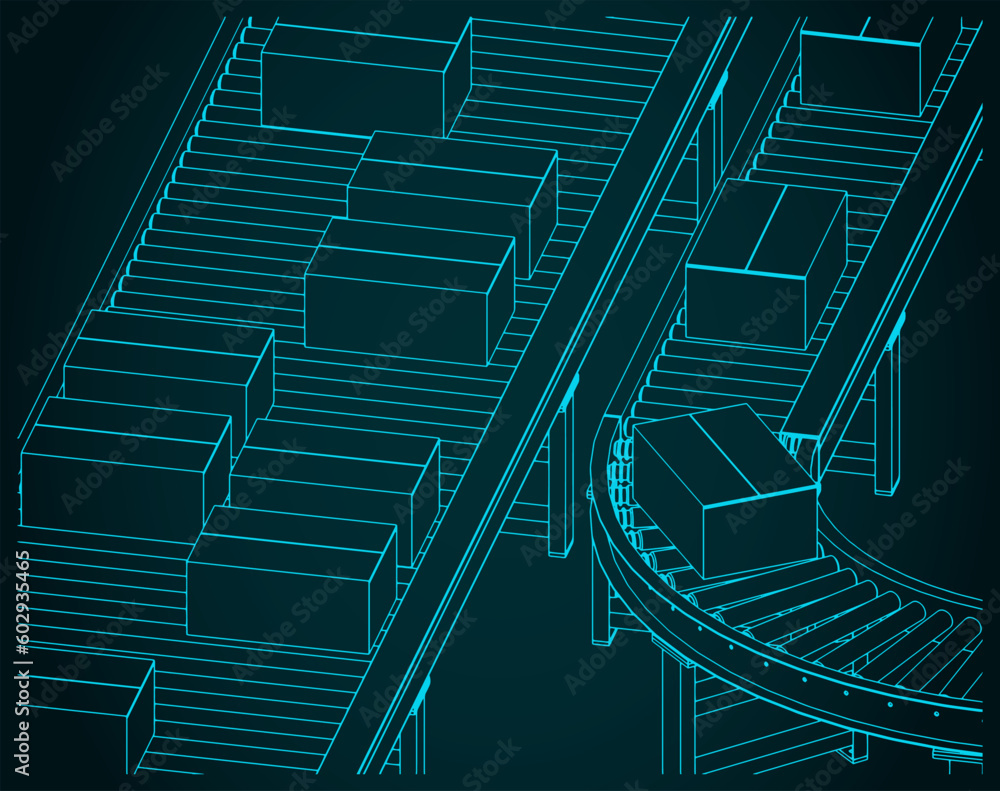 Conveyors for warehouses and production Stock Vector | Adobe Stock