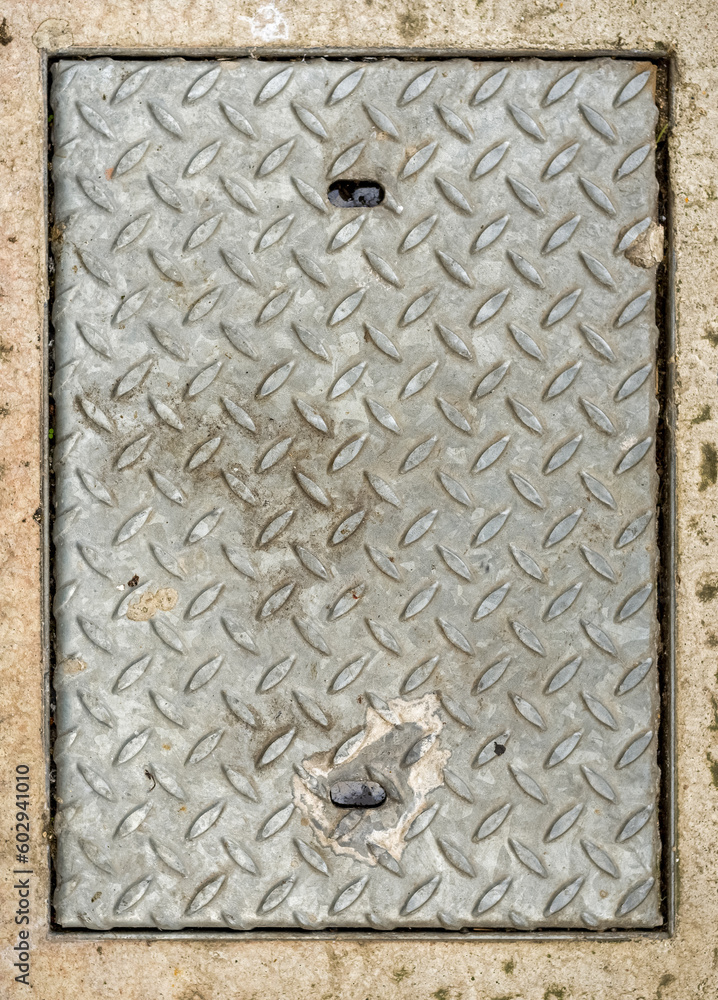Texture of Metal cover for water, sewer manhole, gas, fire hydrant or ...