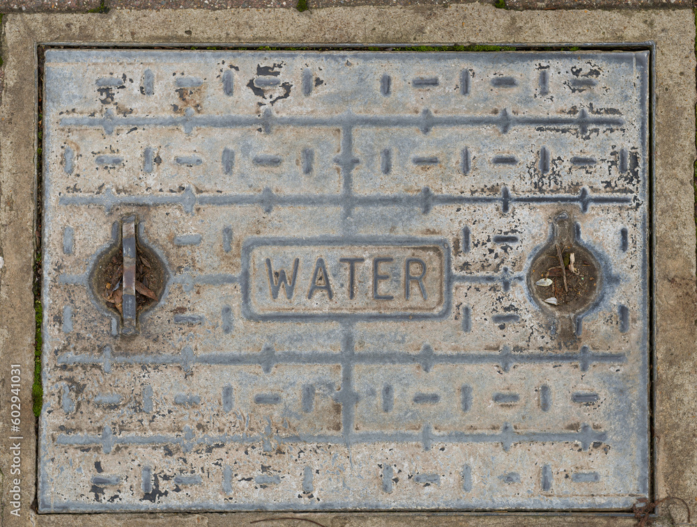 Texture of Metal cover for water, sewer manhole, gas, fire hydrant or ...