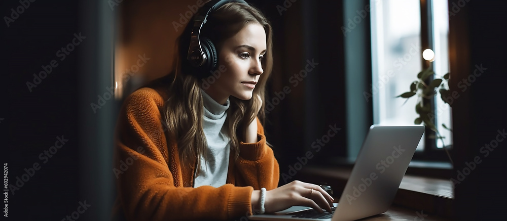 beautiful business woman sitting indoors in office using laptop ...