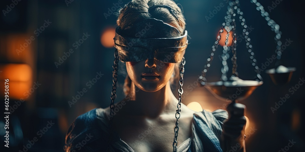 Blindfold Lady of Justice with scales in her hand. The statue of ...