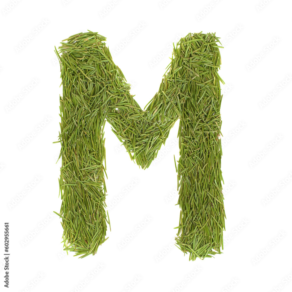 Letter M green font alphabet A-Z letter image in PNG isolated on ...