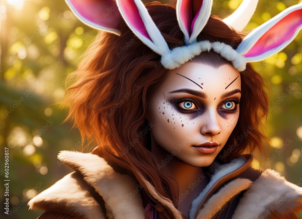 bunny rabbit big ears human animal hybrid anime girl manga style ...