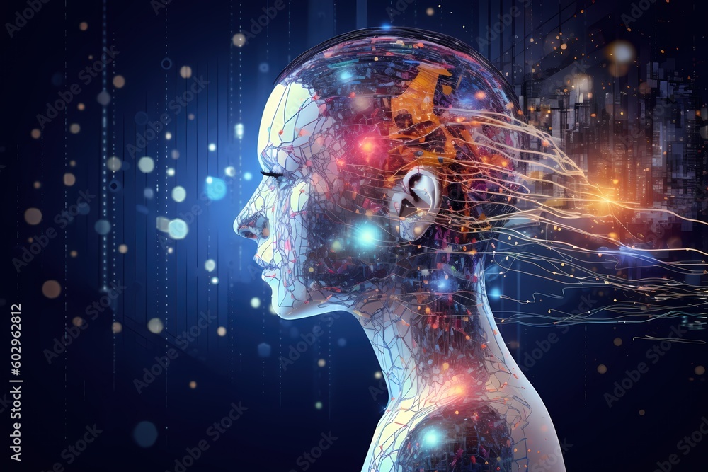 Concept of an artificial intelligence embodied as a female humanoid ...