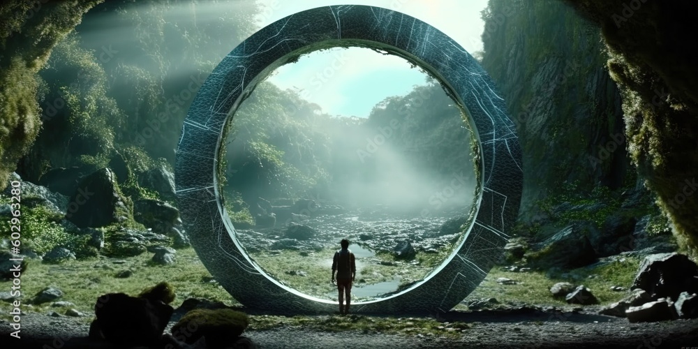 Man enters a parallel universe. Dimension of a nonlinear world, surreal ...