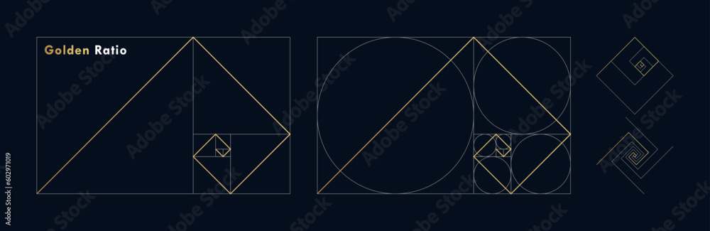 Golden ratio design template. Set of different figures and shapes in ...