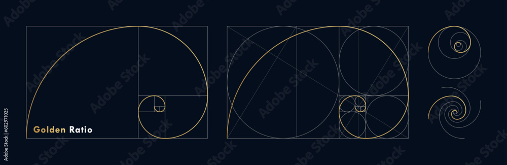 Golden ratio design template. Set of different figures and shapes in ...