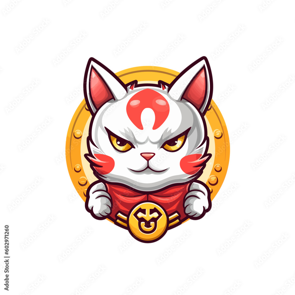 Sporty Lucky Cat Logo Vector: Illustration Graphic for Sport and e ...