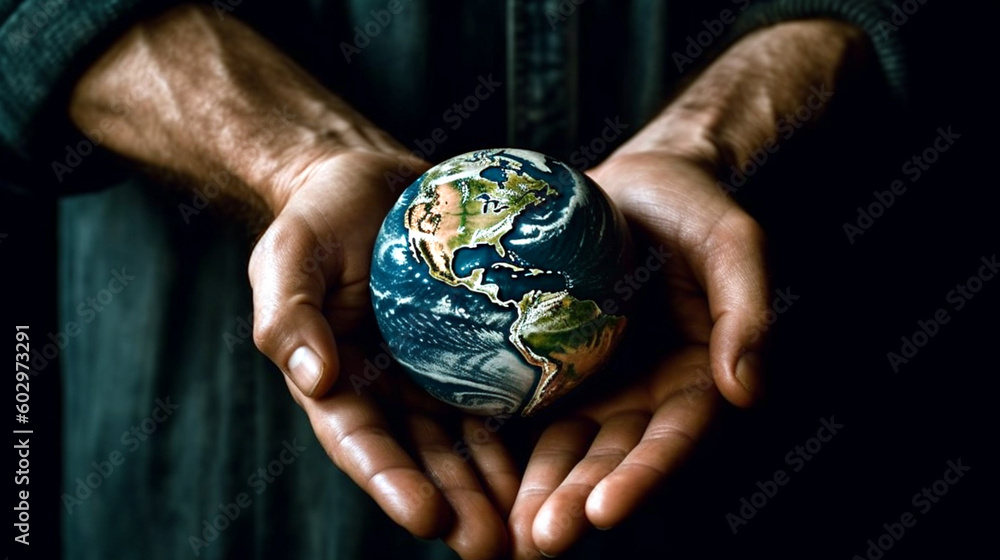 Hands holding planet earth, creator of the worlds, worlds creation ...