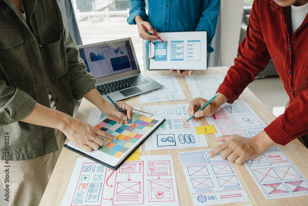 Get closer to UX, UI and programming technology developers. Stock Photo ...