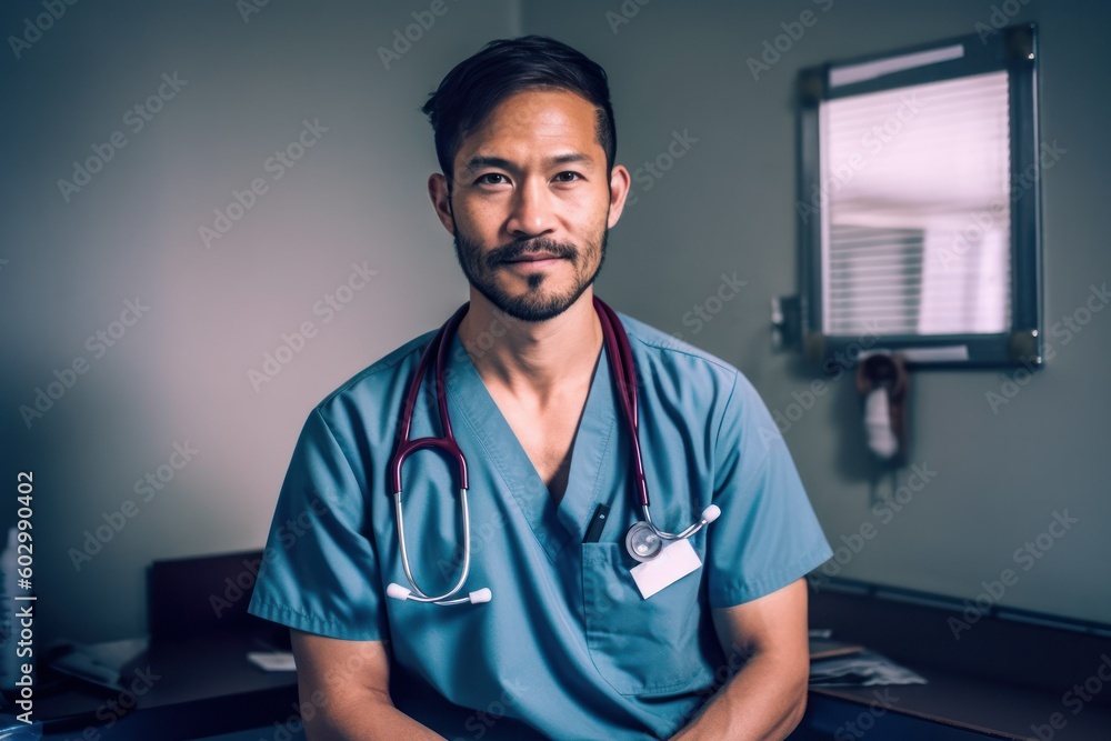 Portrait of a committed and resilient male nurse in a hospital ...