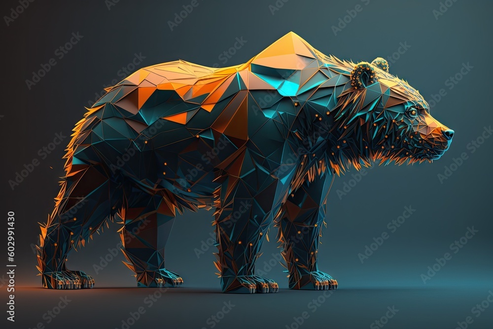 geometric bear orange teal realistic High Detail Anamorp. Glorious ...