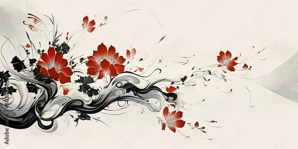 Kimono drawing, simplistic Japanese aesthetic art on a white textured ...