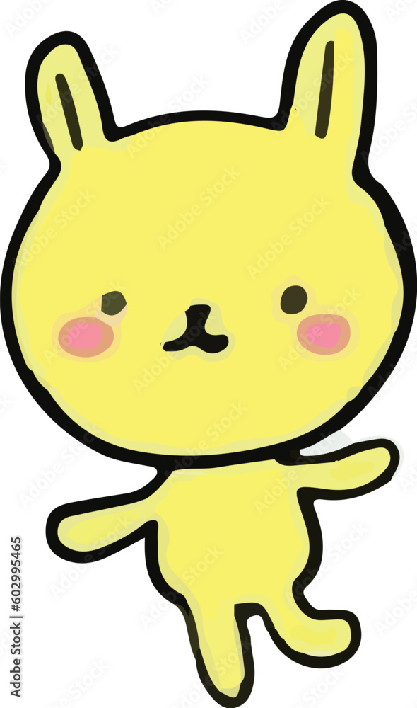cartoon yellow rabbit walking for exercise Stock Vector | Adobe Stock