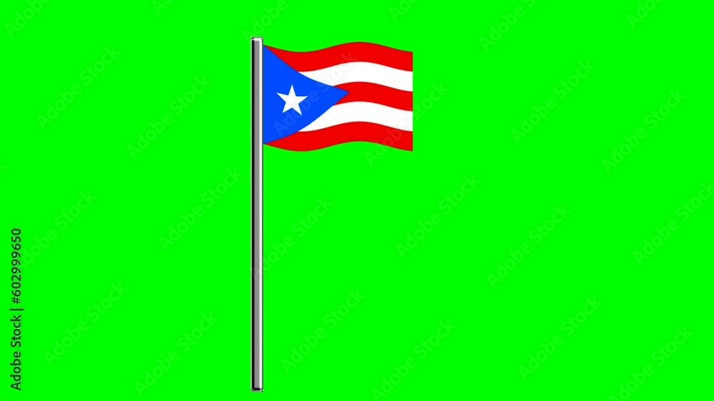 Wavy Puerto Rico flag with pole on green screen background Stock Video ...