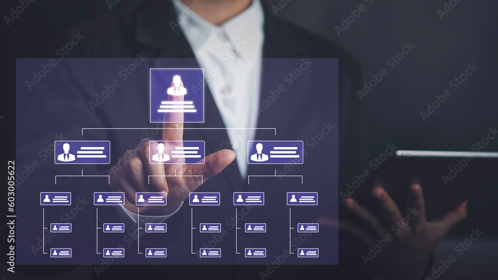 Business hierarchy company structure concept. Business process plan and workflow automation ...