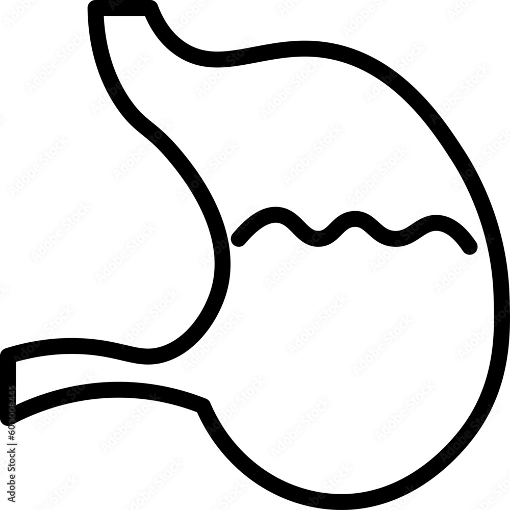 stomach line icon. Symbol of body organs. In a transparent background ...