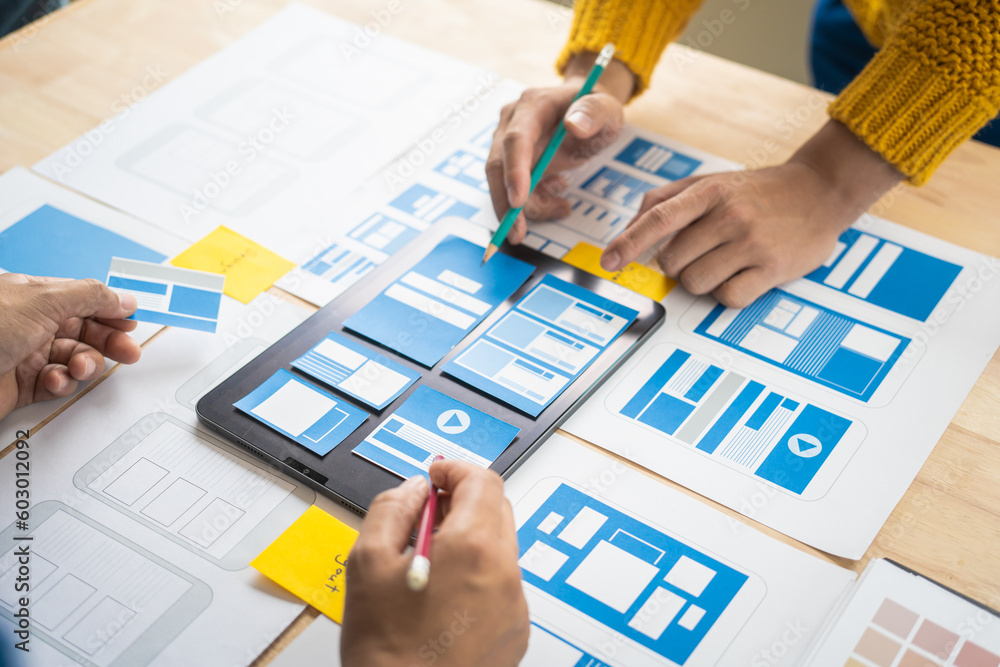 Group of asian creative team programing designers participate in all ...