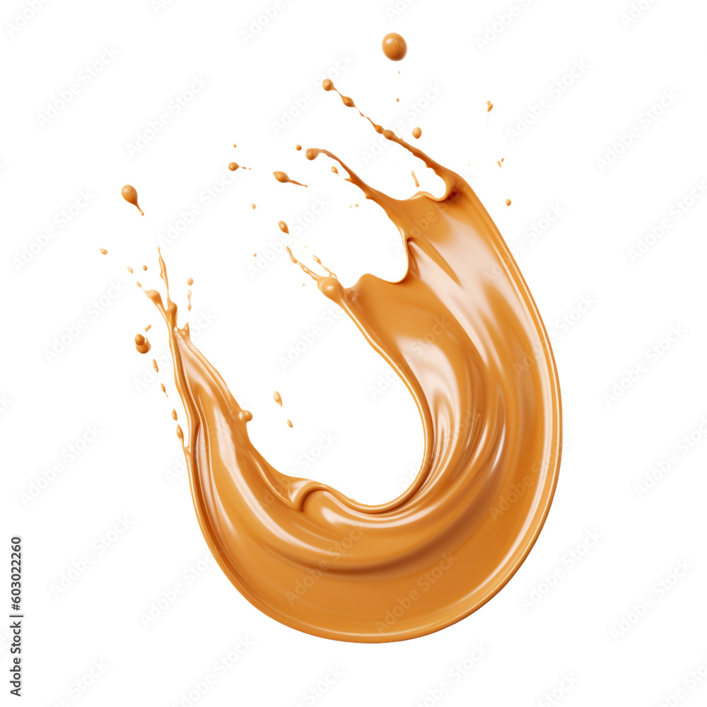 Caramel splash. Manual cut out on transparent Stock Illustration ...