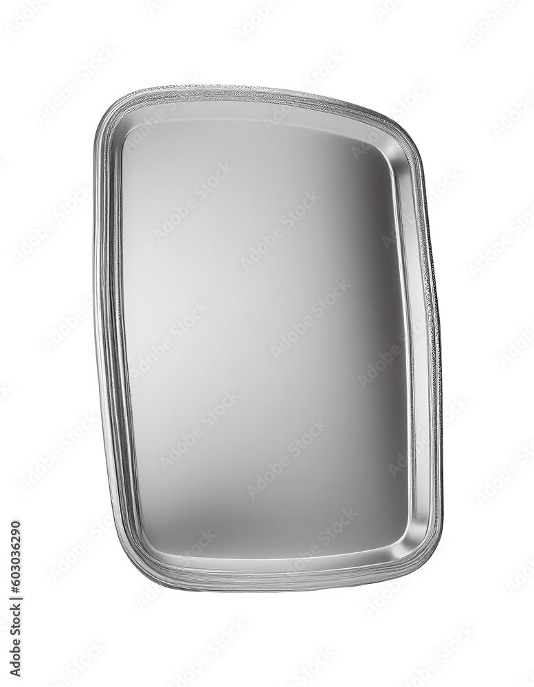 Empty silver tray on transparent background, created with generative AI ...