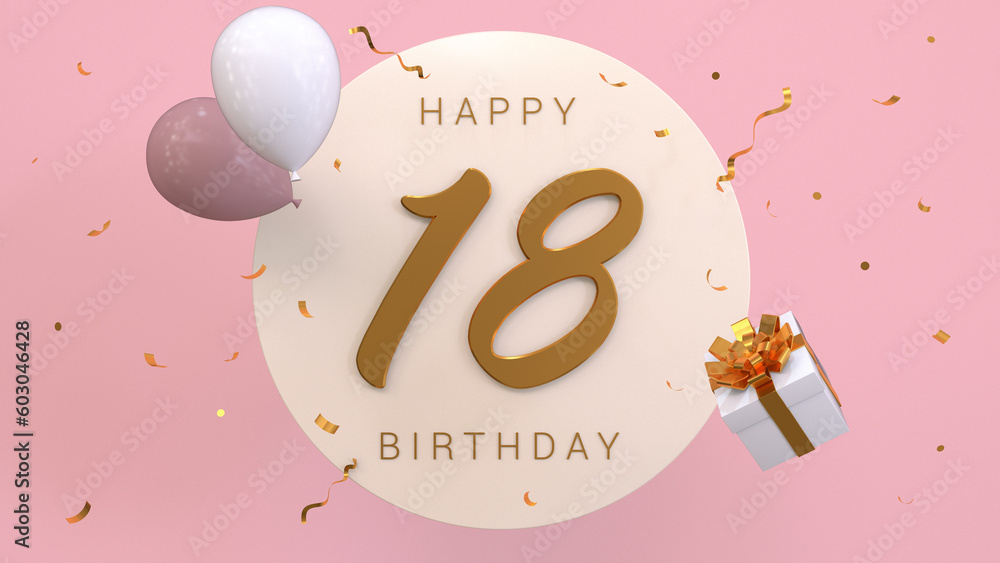 Elegant Greeting celebration 18 years birthday. Happy birthday ...
