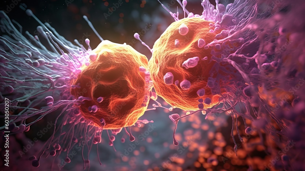 Uncontrolled Growth of Cancer Cells and their division under microscope ...