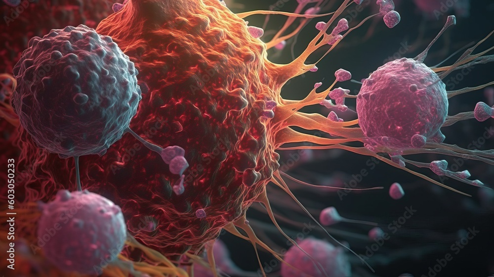 Uncontrolled Growth of Cancer Cells and their division under microscope ...