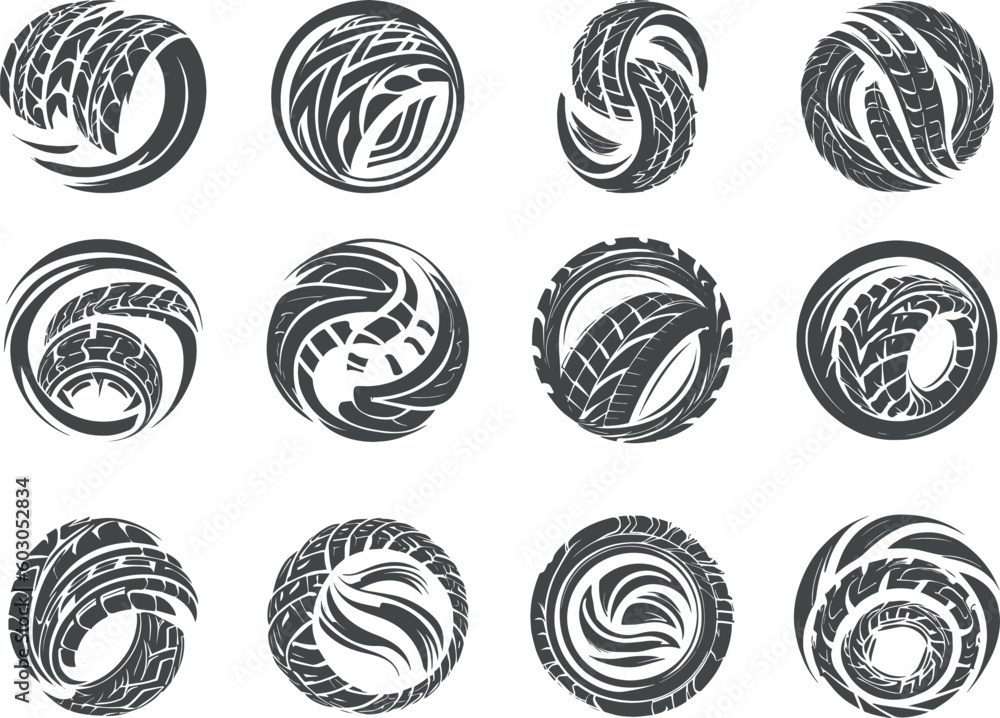 car tires collection of logos vector images Stock Vector | Adobe Stock