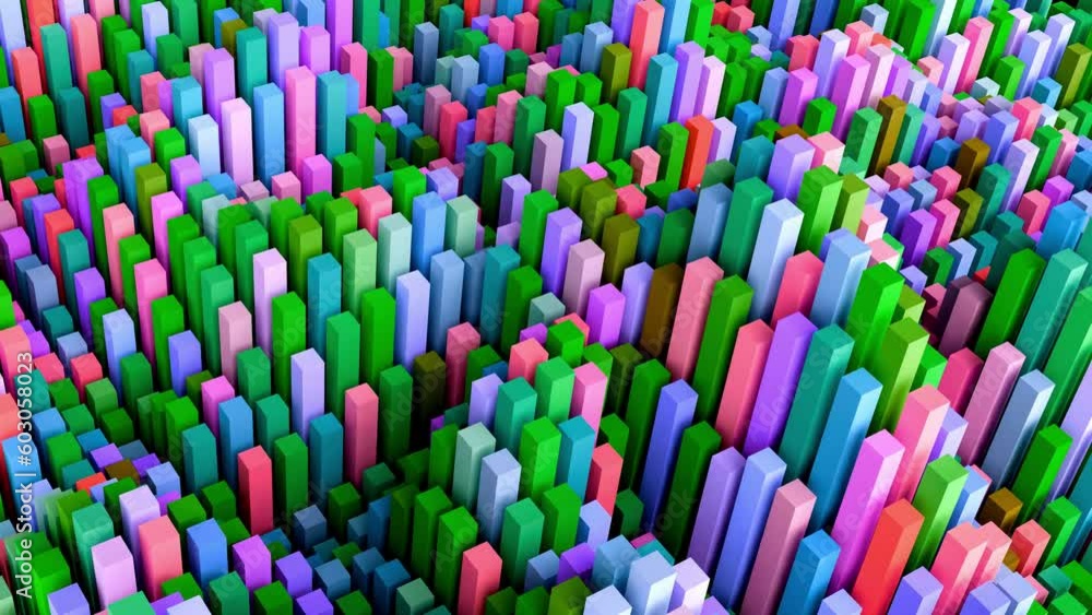 Abstraction Colorful Boxes Form A Wave Abstract Motion Loop 3d Rendering 4k Seamless Loop
