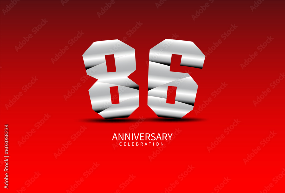 Vecteur Stock 86 Year Anniversary Celebration Logo silver vector, 86 ...