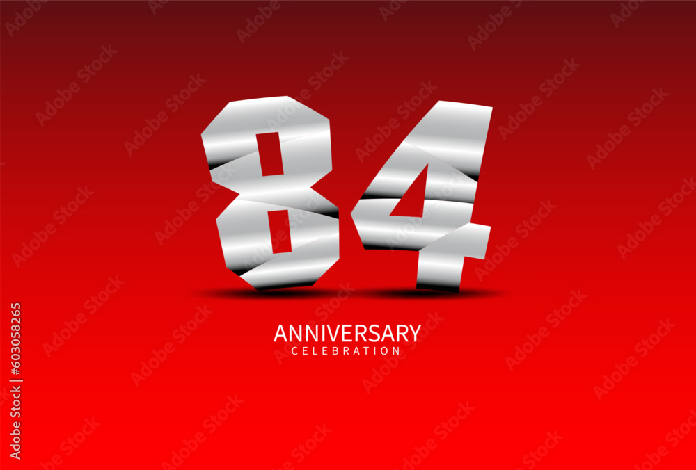84 Year Anniversary Celebration Logo silver vector, 84 Number Design ...