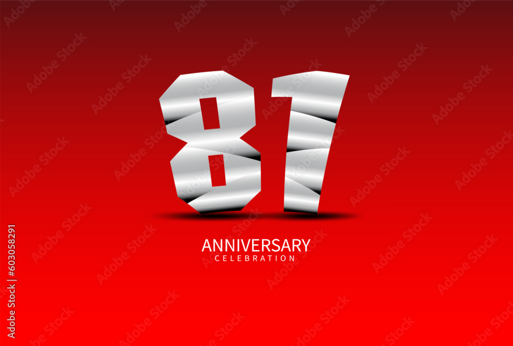 81 Year Anniversary Celebration Logo Silver Vector 81 Number Design