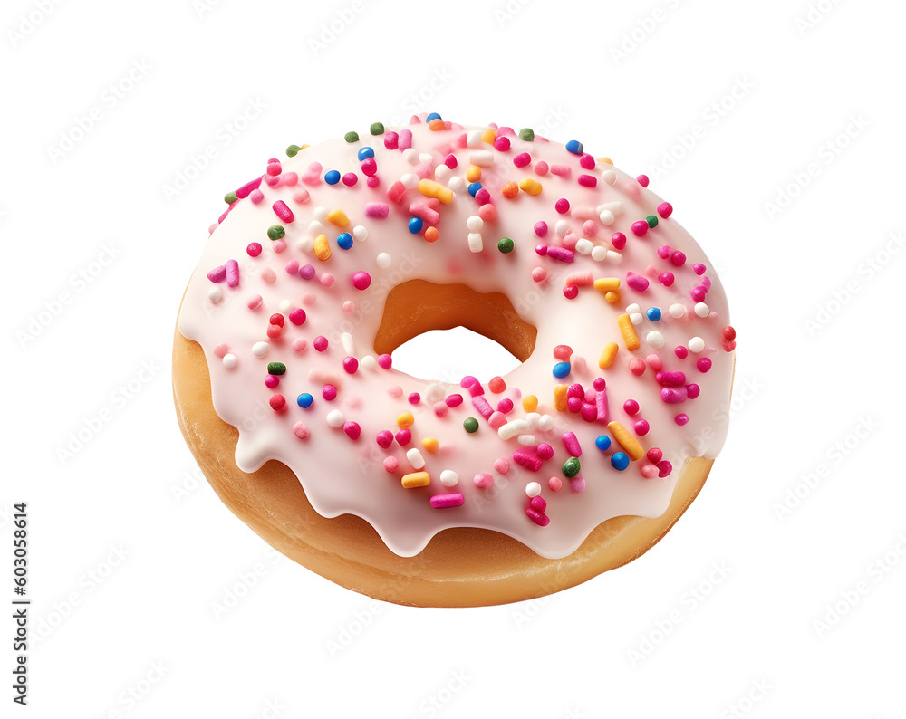Donut with sprinkles isolated on transparent background. Top view. PNG ...