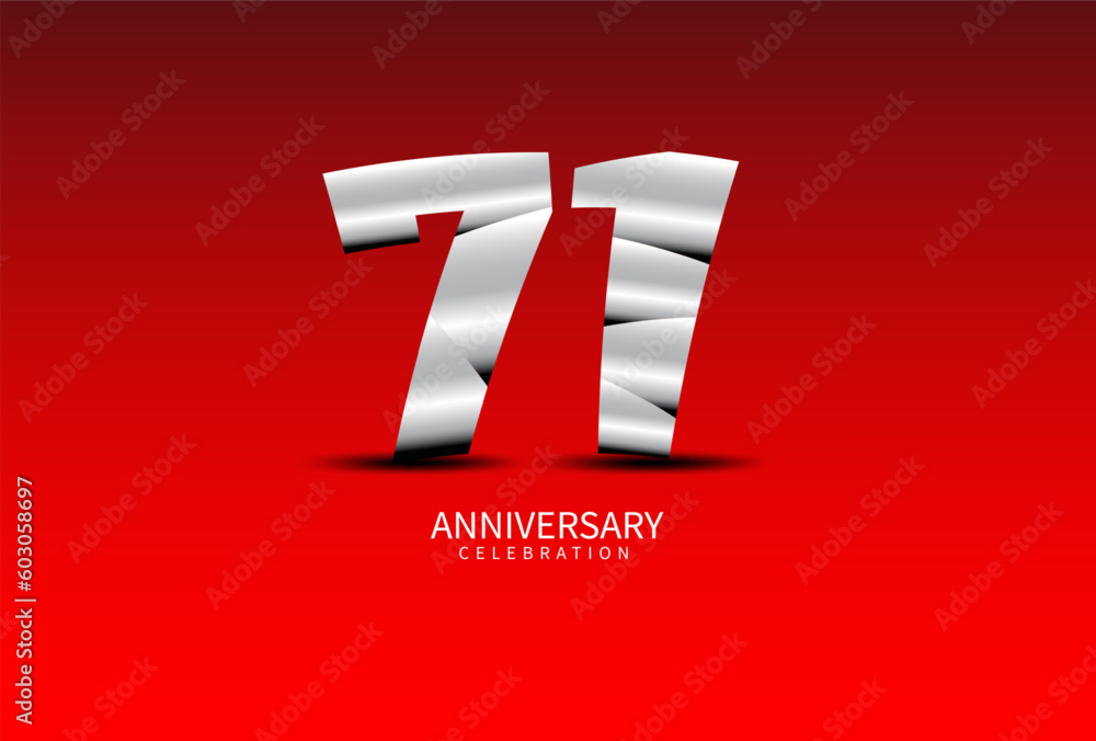 71 Year Anniversary Celebration Logo silver vector, 71 Number Design ...