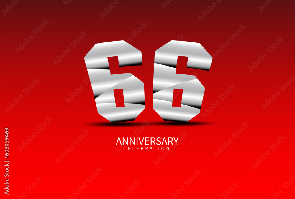 66 Year Anniversary Celebration Logo silver vector, 66 Number Design ...