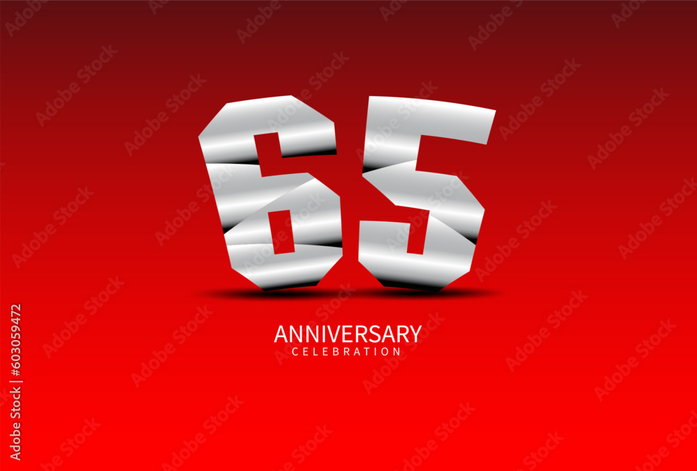 65 Year Anniversary Celebration Logo silver vector, 65 Number Design ...