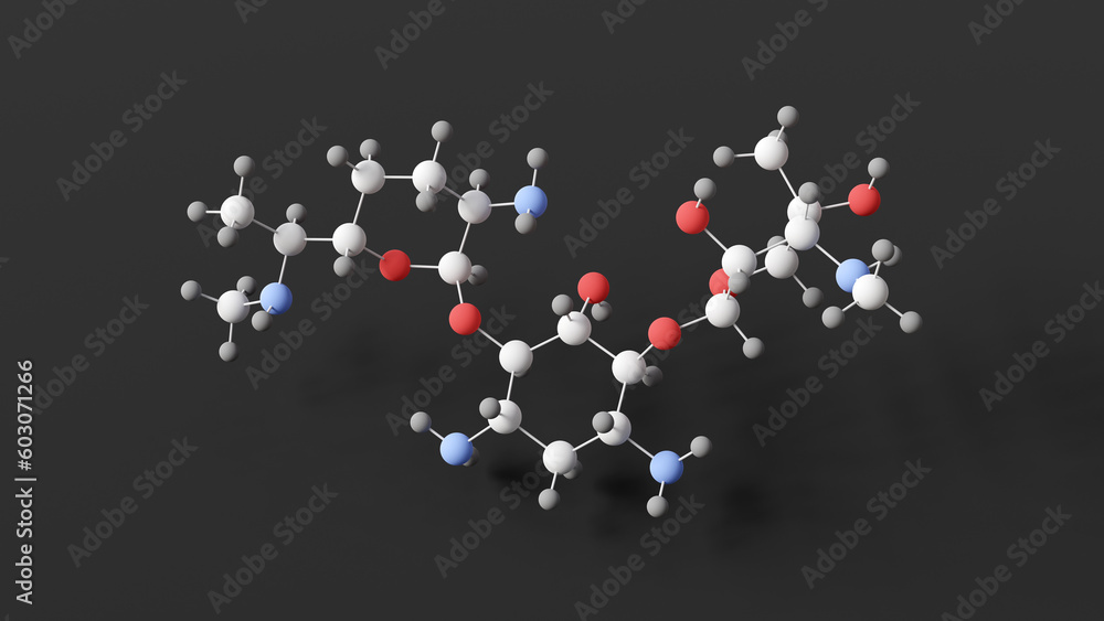 gentamicin molecule, molecular structure, cidomycin, ball and stick 3d ...
