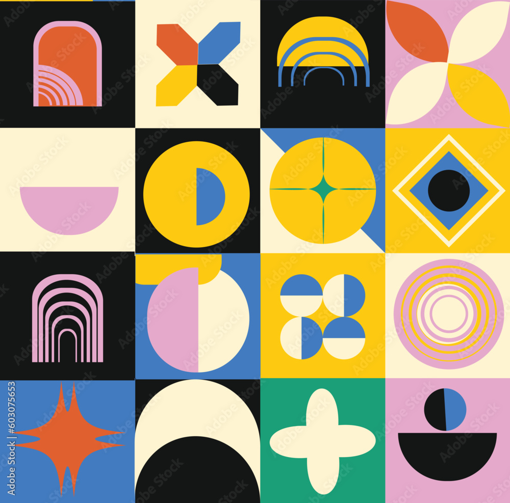 Trendy Neo geometric pattern, vector background. Geometry abstract ...